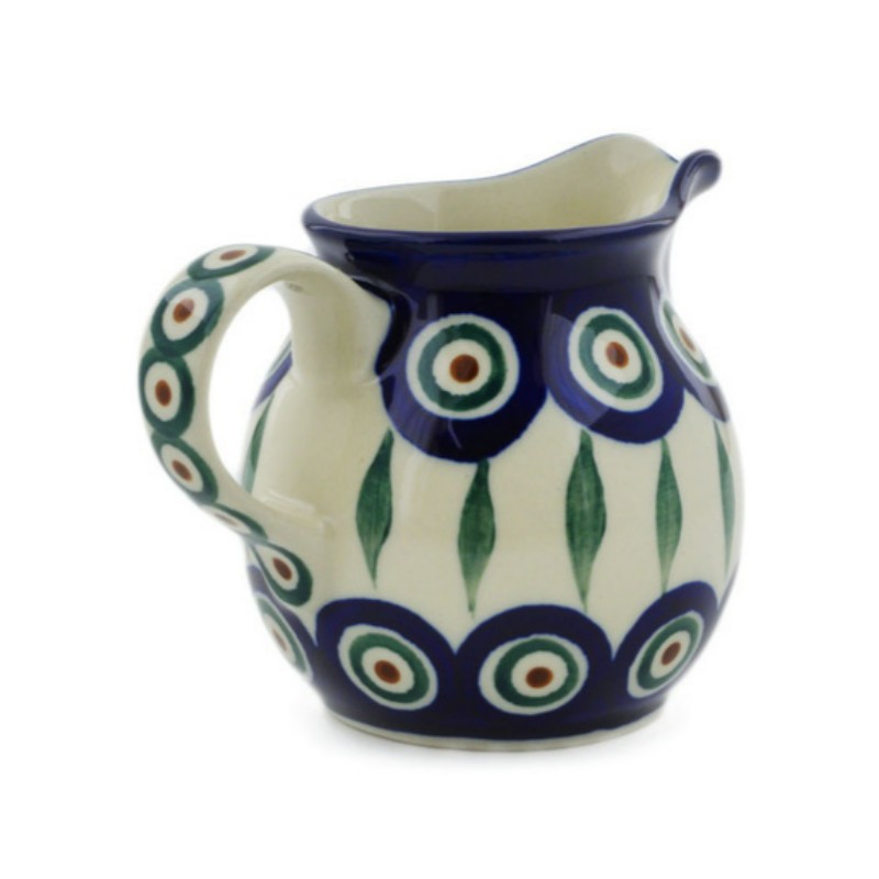 Polish Pottery Cream Pitcher - Peacock
