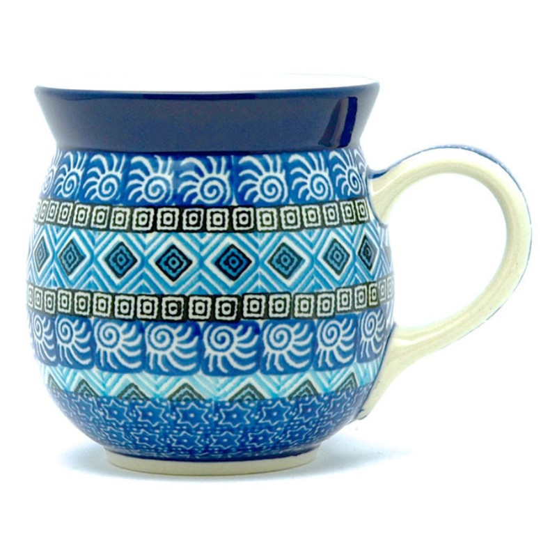 Polish Pottery Bubble Mug - 16 oz - Aztec Blue